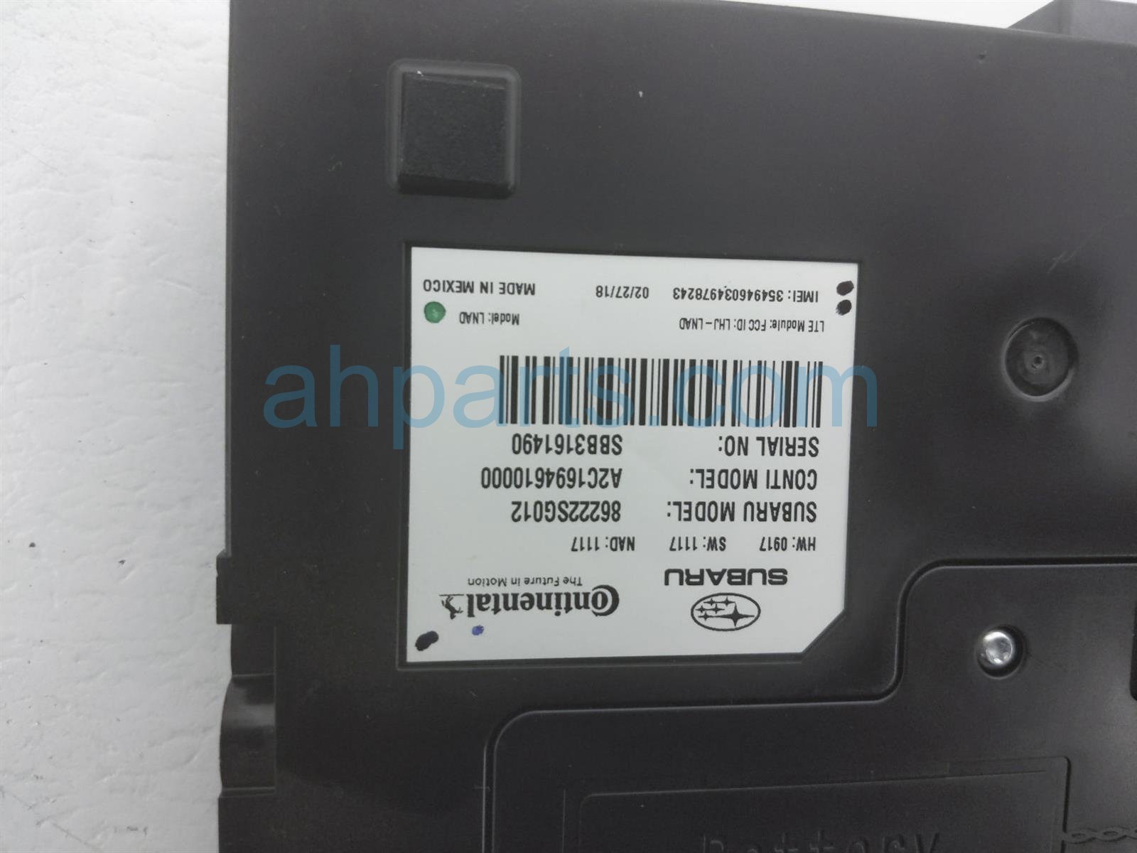 Sold 2018 Subaru WRX Telematics Control Unit 86229SG012,