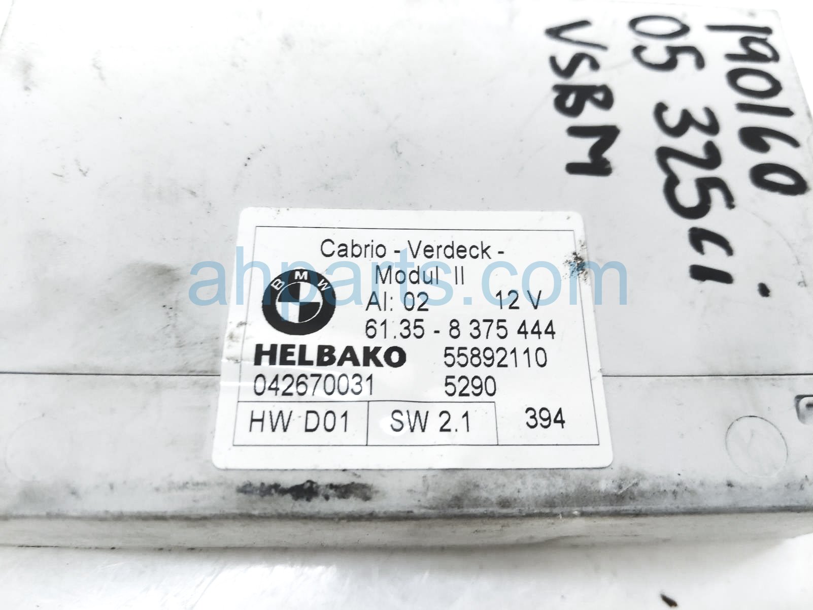 Sold 2005 BMW 325ci Convertible Top Control Module Unit 61-35-6-960-141,