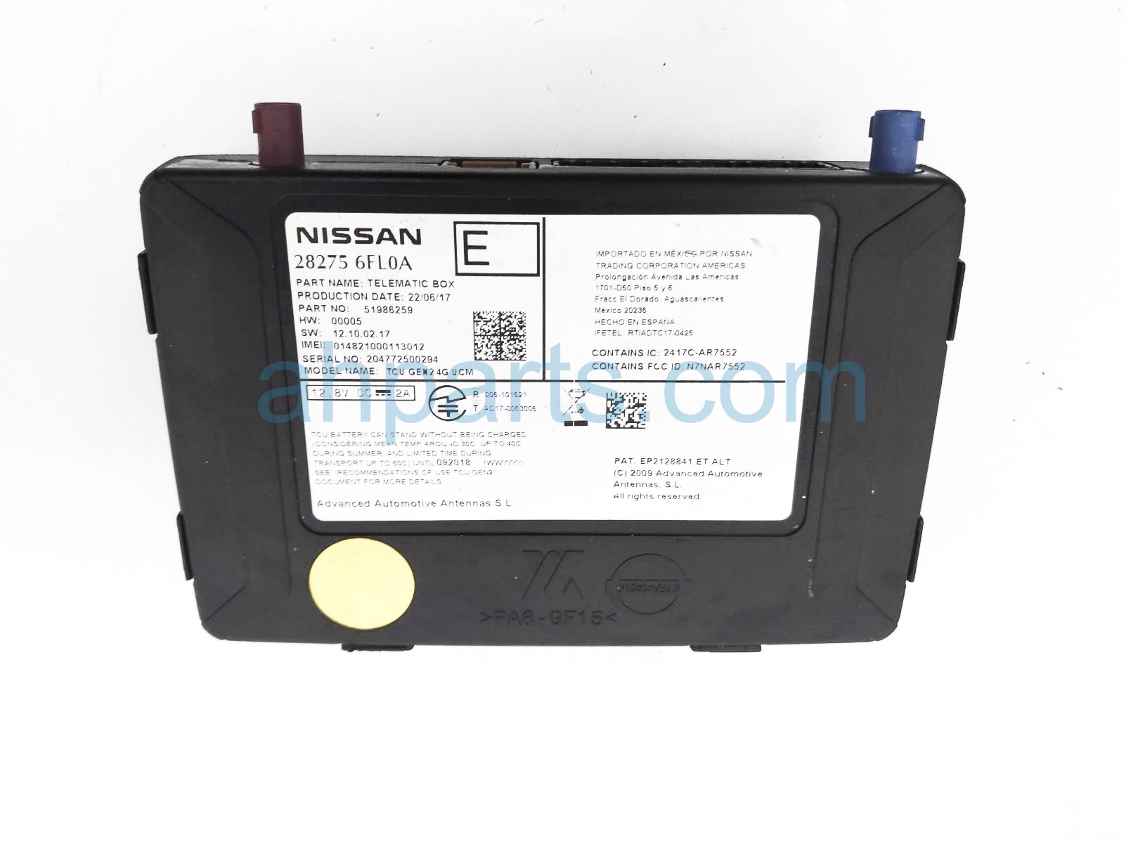 Sold 2018 Nissan Pathfinder Telematics Control Module Unit 28275-6FL0A,